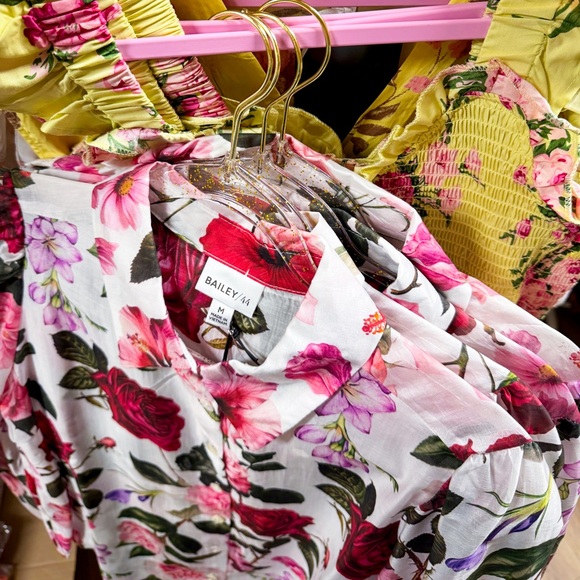 Bailey 44 | Tops | Bailey 44 Floral Blouse Red Pink Green | Poshmark